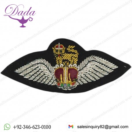 AAC SNCO MESS WINGS NAVY BLUE Embroidered Wing Gold Bullion Wing Badge