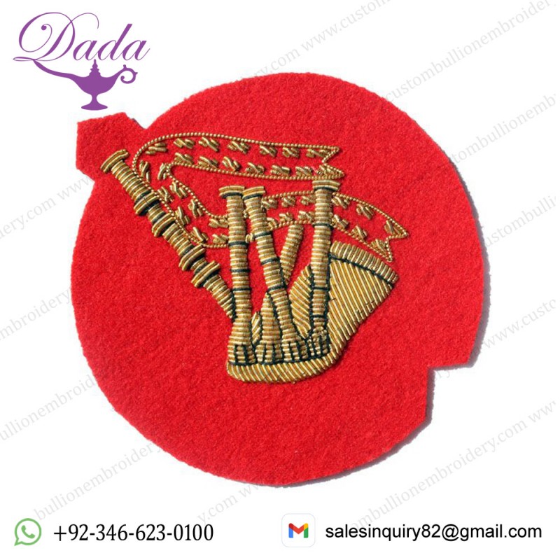 Piper Gold On Red, Mess Dress Badge Badges Uk Armed Forces badge patch