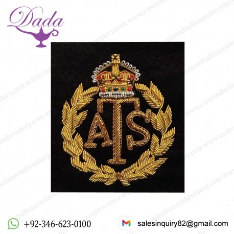 AUXILIARY TERRITORIAL SERVICE. ATS BLAZER BADGE Handmade Embroidered
