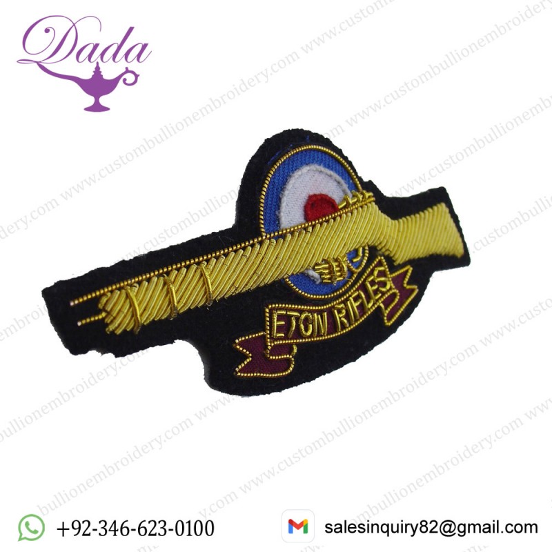 Eton Rifles Shoulder Roundel Badge Custom Hand Embroidered Wire