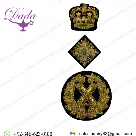 Hand Embroidered With Gold Bullion Wire Rank Set Shoulder Rank Badges