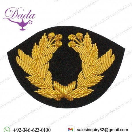 hand made embroidery badges Blazer Badge with Gold Wire, Hand