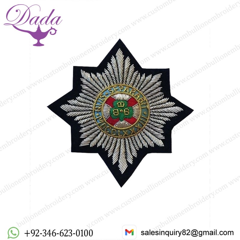 The Irish Guards Hand Embroidered Badge Gold And Silver Bullion Wire