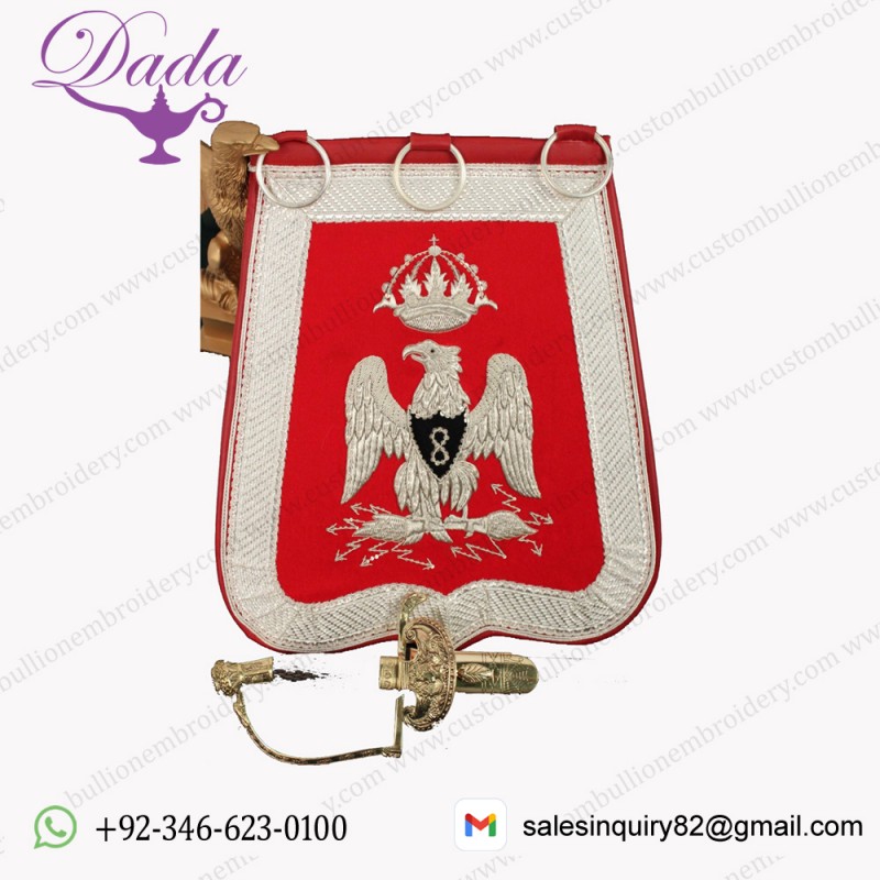 Sabretache officer of 8th hussar Silver hand embroider embroider badge