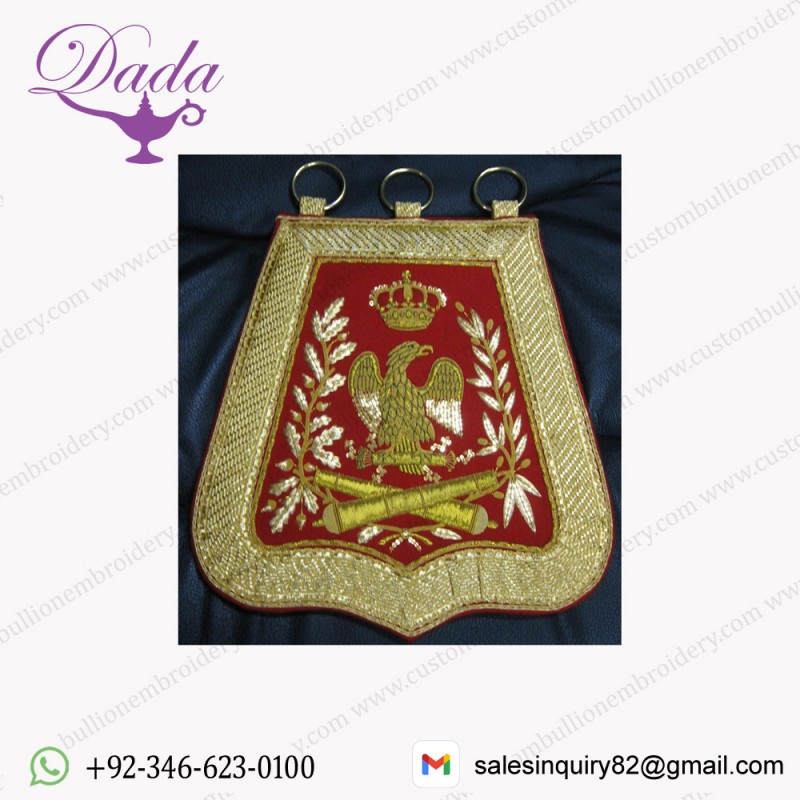 Sabretache artillerie a cheval de la garde officer Gold Hand Embroider
