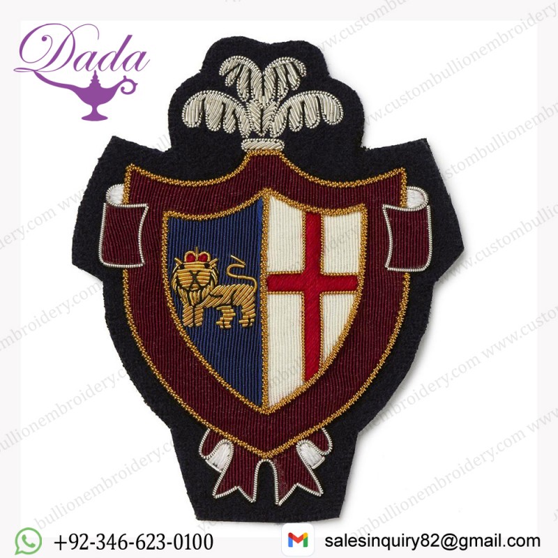 PLUME LION & CROSS BLAZER BADGE Crown & Lion Embroidery badges badges
