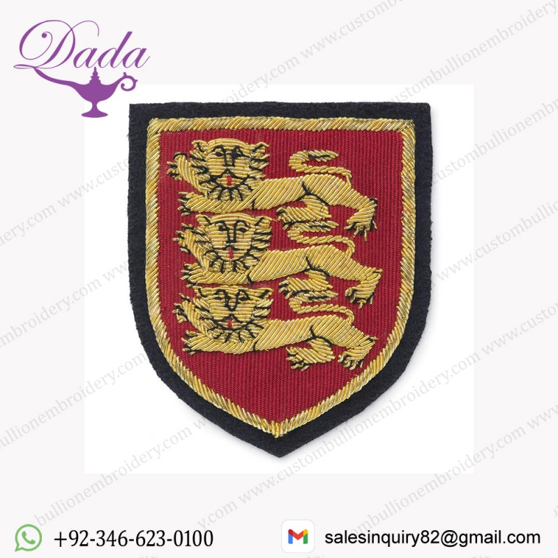 THREE LIONS BLAZER BADGE Badges, Crown Lion Regiment, Embroider badges