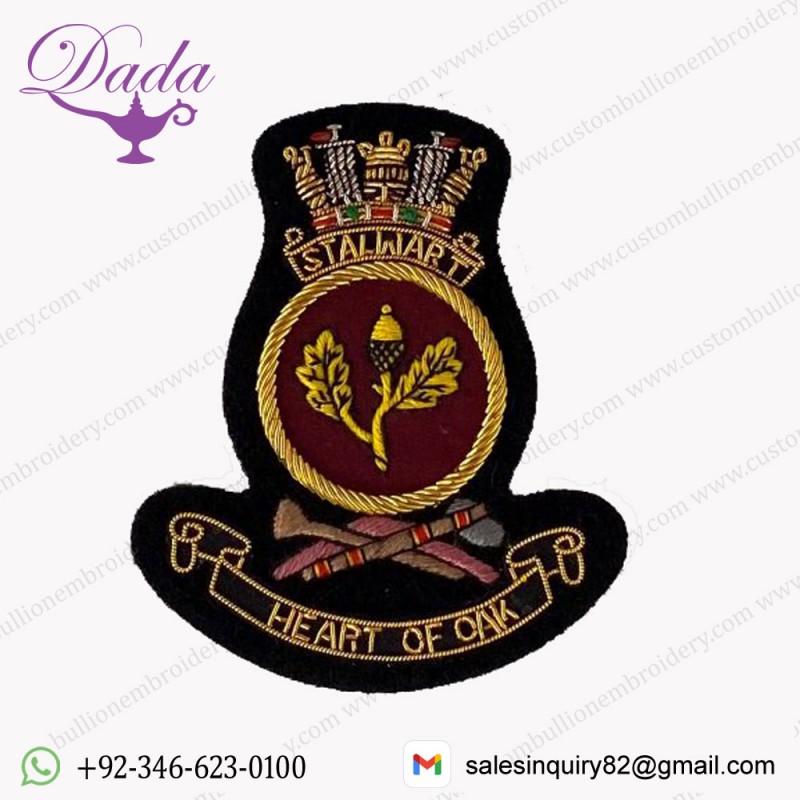 HMAS Stalwart Gold Wire Pocket Badge Embroidered Army Blazer Badges