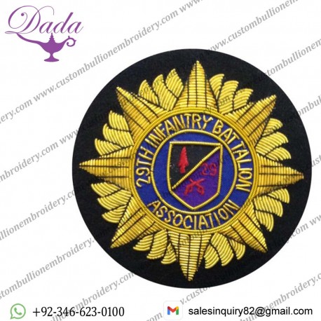 Bullion Badge for Uniform Gold Bullion Wires With Silk Thread, Badges