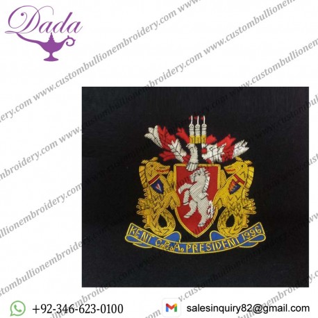 Kent CBA President Badge Wire Hand Embroidery Fashion Bullion Patches