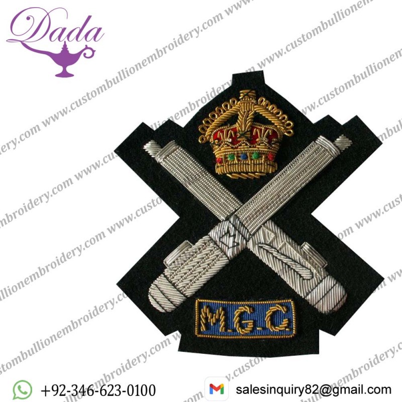 Machine Gun Corps Wire Blazer Badge Hand Embroidery Badges Patches cap