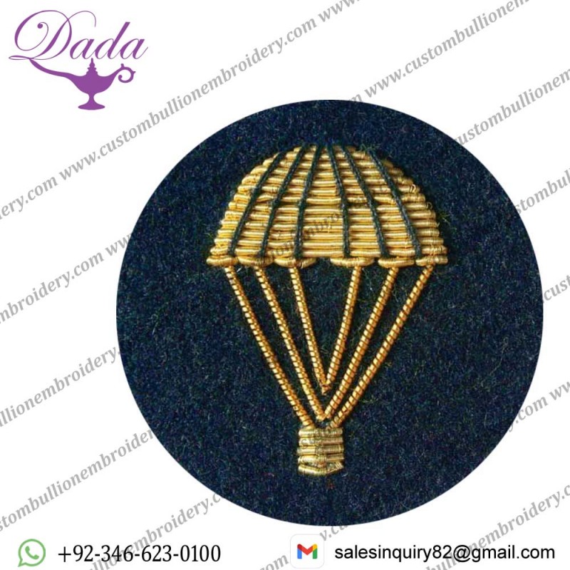 Parachute Gold On Navy Badge Embroidered Insignia Badge, Custom badges