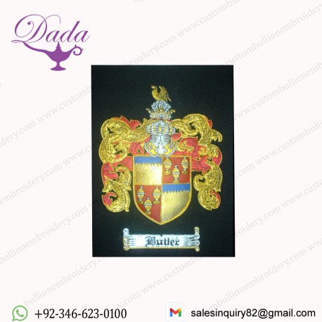 Family Crest Coat Arms Embroidered Blazer Badge Metallic Wire Patches