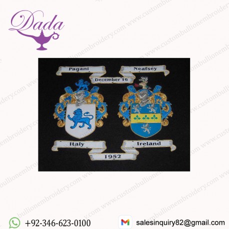 Family Crest Embroidered Military Hand Embroidery Blazer Badges, Hand