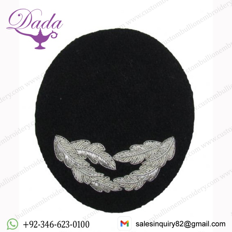 Military Embroidered Visor Peak 2 Rows Silver Oak Leaf For Ladies peak