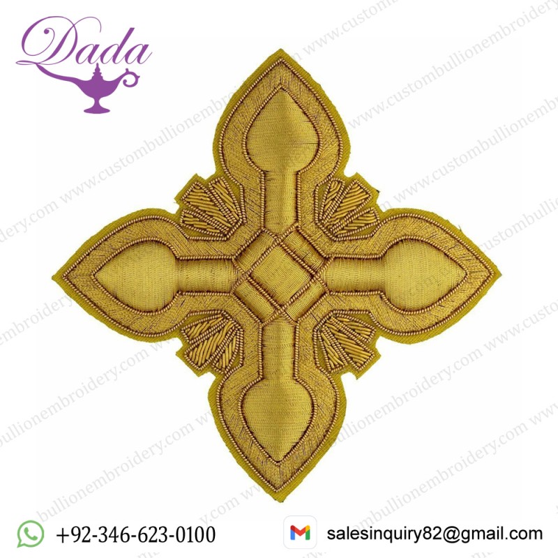 Embroidered Cross Ramino Motif Gold embroidery H. cm 10 (3.9 inch)gold