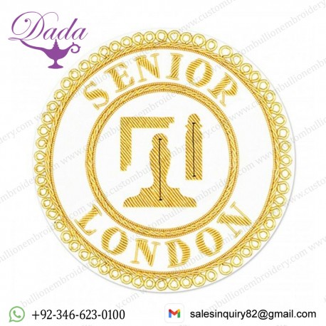 Senior London Grand Rank Full Dress Apron Badge Masonic Emblem Wired